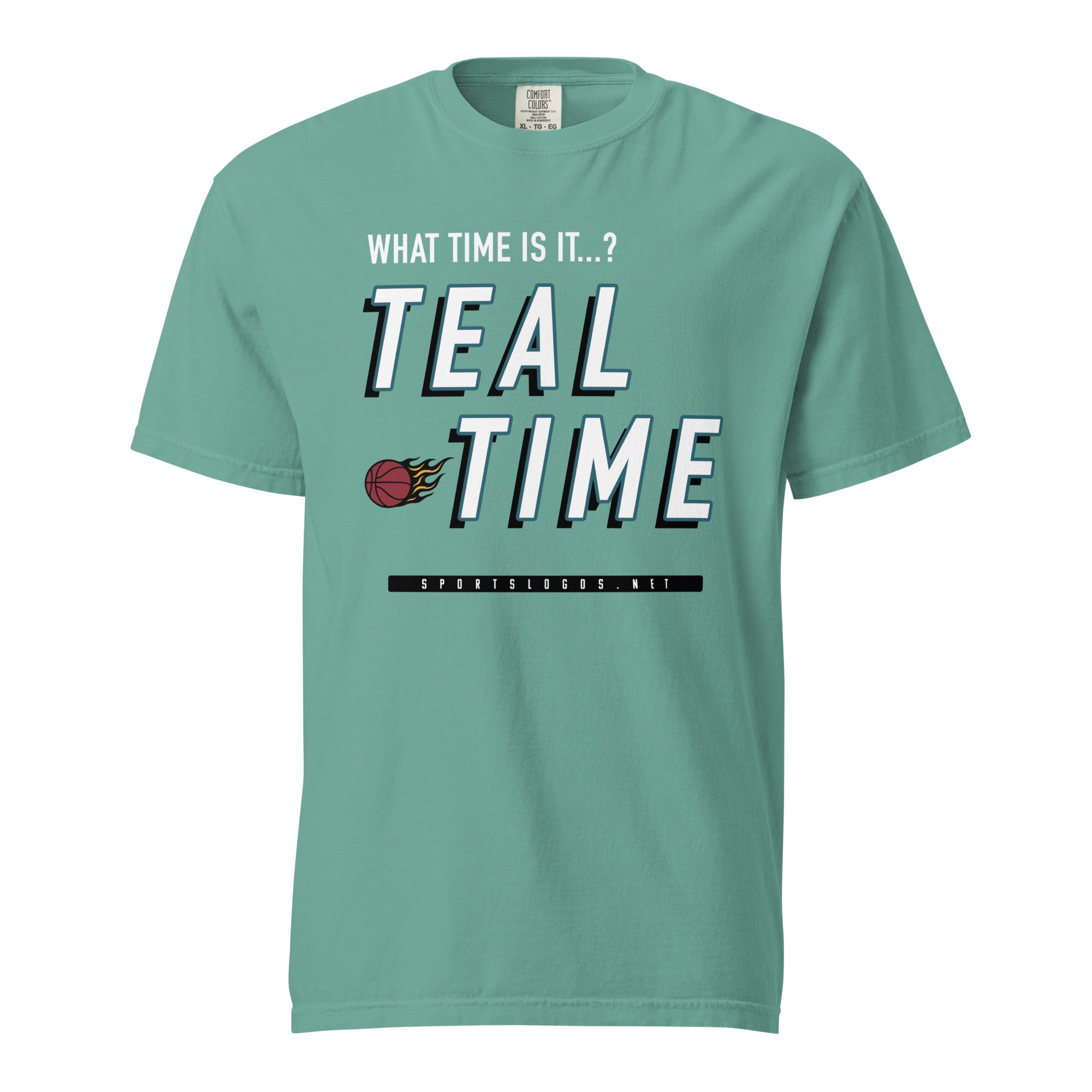 Teal Time! – Retro Detroit Basketball Colours Tee – SportsLogos.Net Store